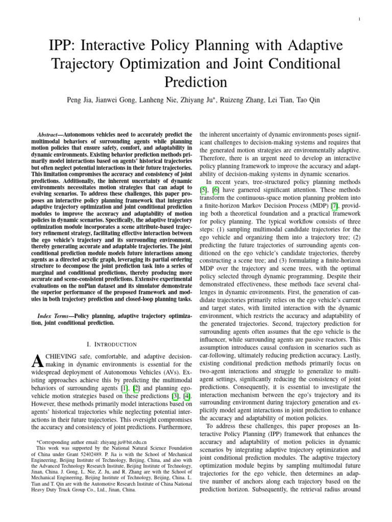 IPP Interactive Policy Planning With Adaptive Trajectory Optimization ...