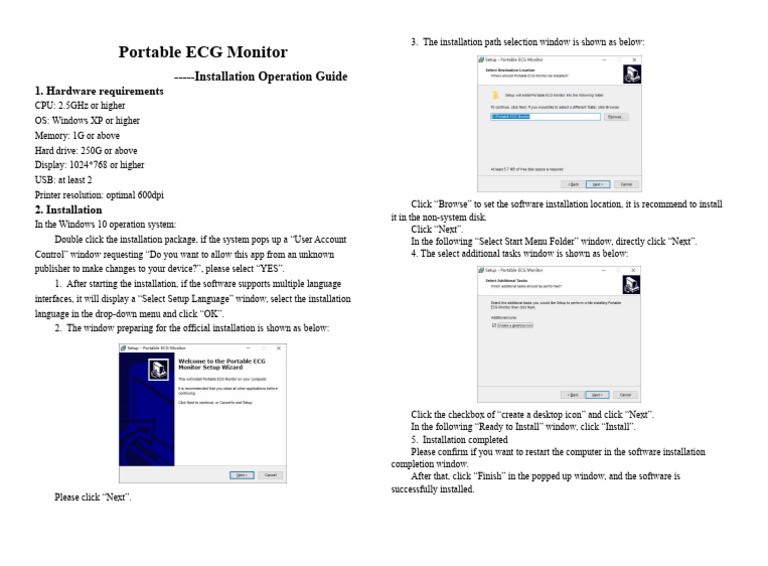Portable ECG Monitor-Installation Guide1.0 | PDF | Window (Computing ...