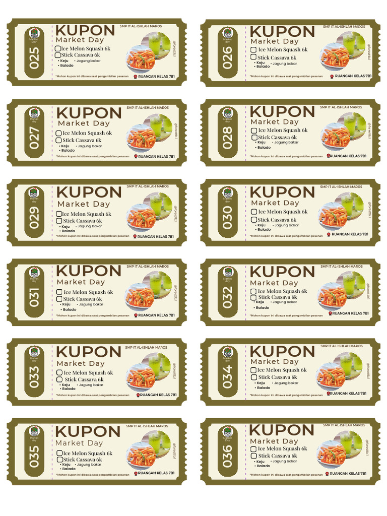 Kupon Market Day SMP IT Al-Ishlah | PDF
