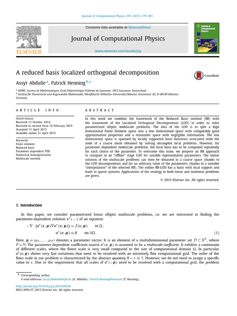 A reduced basis localized orthogonal decomposition | PDF | Basis ...