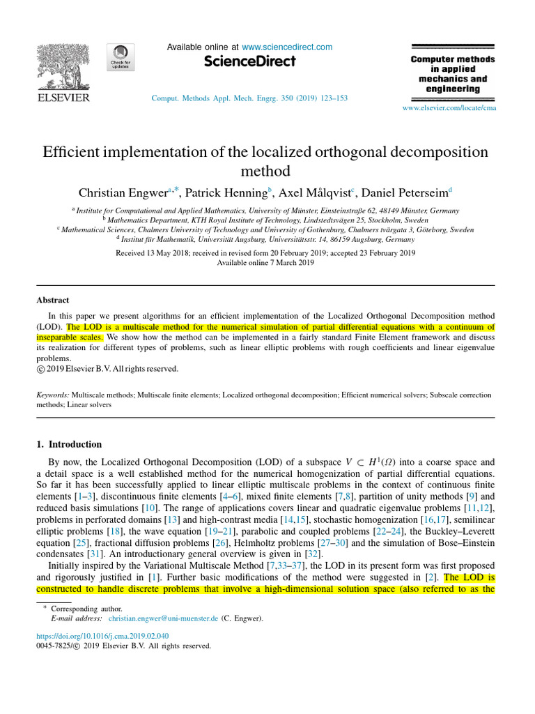Efficient Localized Orthogonal Decomposition | PDF | Finite Element ...