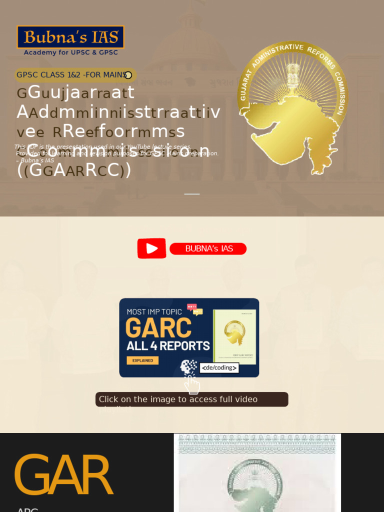 GARC_Report -PPT -GPSC MAINS- Bubna's IAS | PDF | Governance ...