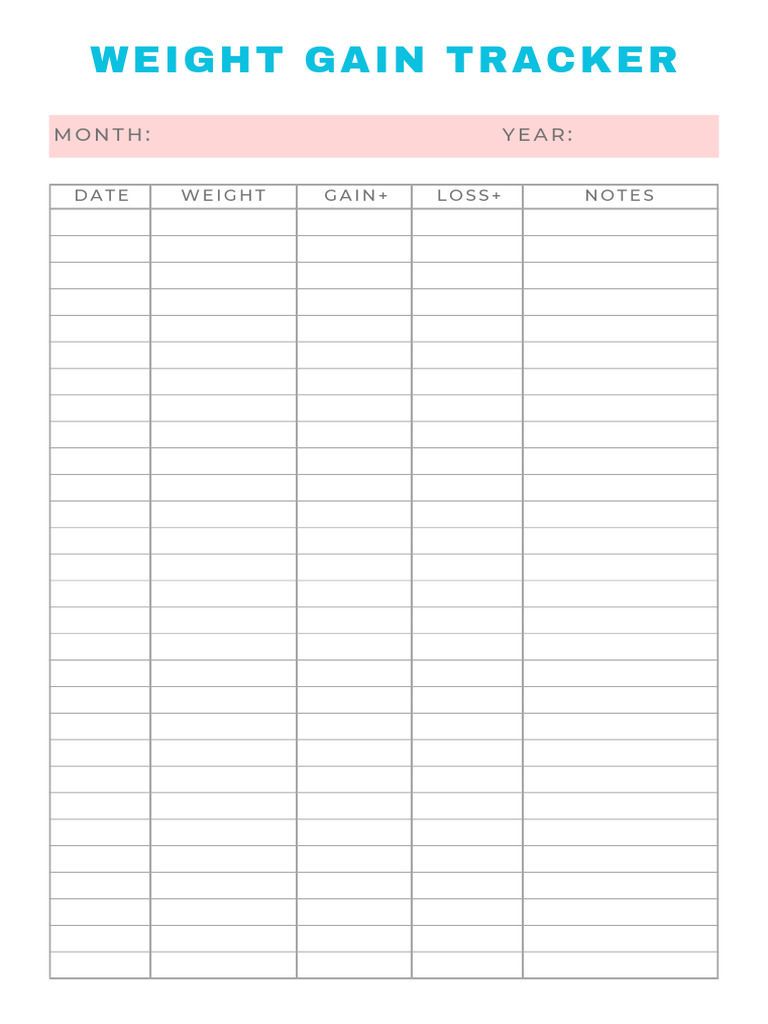 Minimal Weight Tracker Sheet Planner | PDF