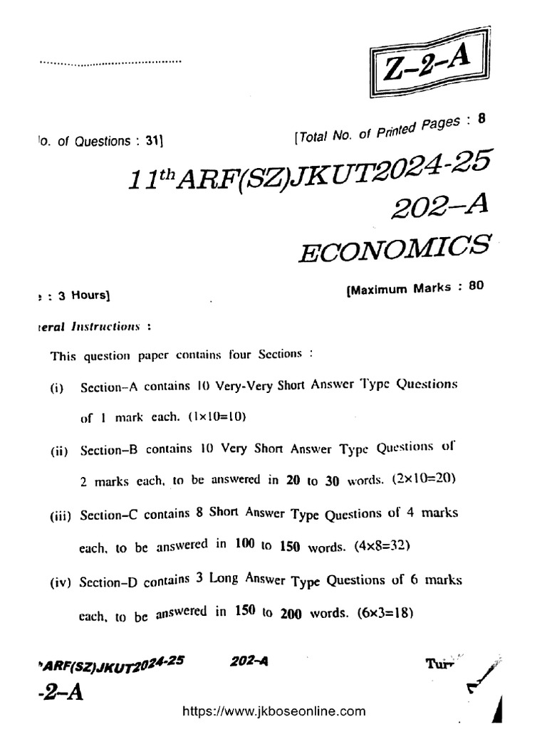 JK Bose Class 11 Economics 202 A 2025 | PDF