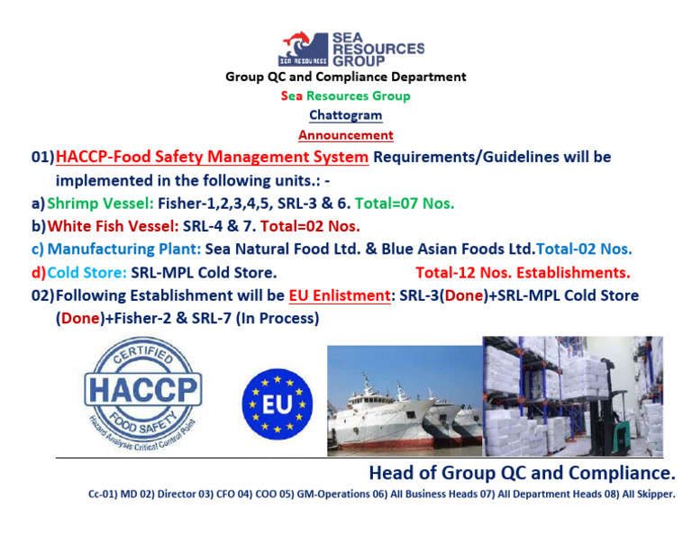 HACCP-Food Safety Management System & EU Enlishment Implementation Plan ...