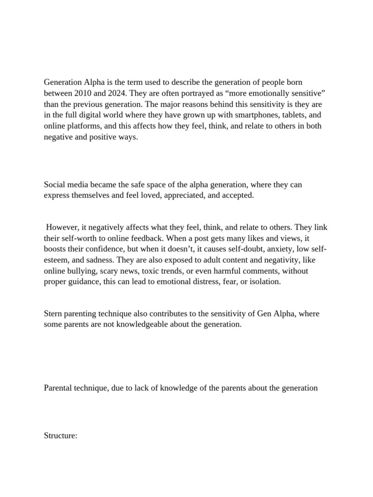 Sensitivity of Generation Alpha | PDF