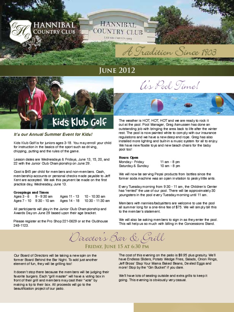 Hannibal Country Club June Newsletter | Download Free PDF | Leisure ...