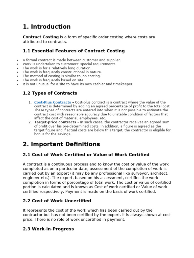 Contract Costing | PDF | Profit (Economics) | Prices