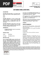 CRS 60 Cationic Bitumen Emulsion Data | PDF | Emulsion | Asphalt
