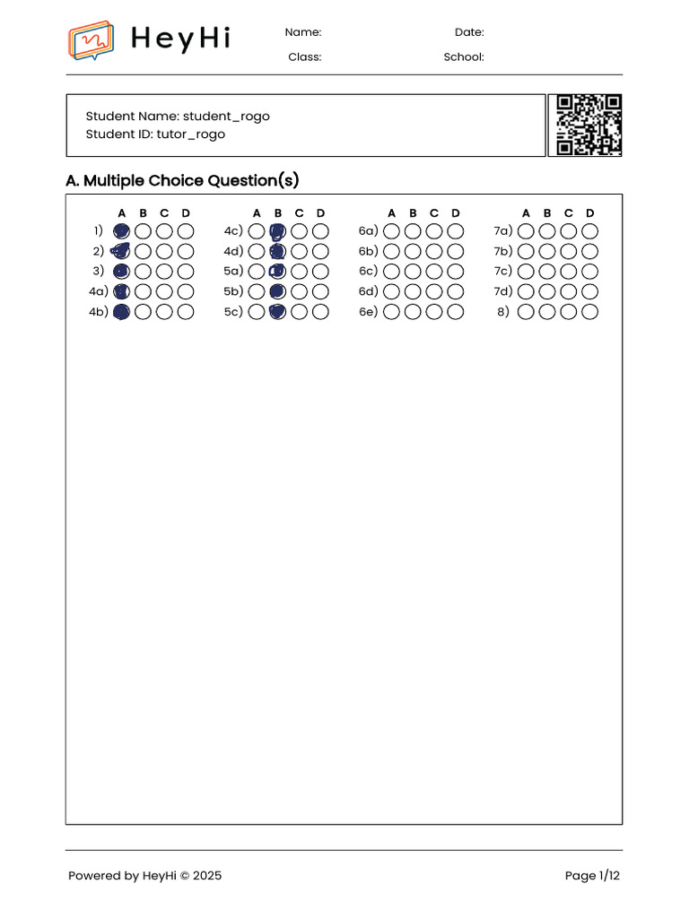 MCQ Bubble 1 - Student - Rogo | PDF | Foreign Language | Multilingualism
