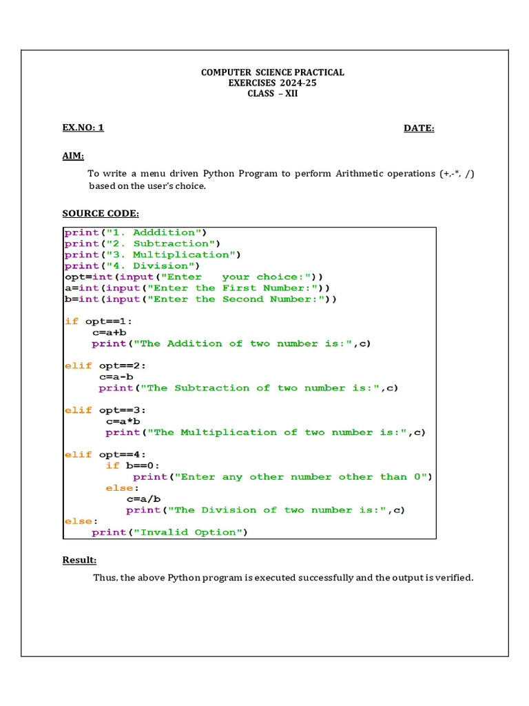 Class 12 CS Practical Exercises 2025-2026 (Updated) | PDF | Python (Programming Language) | Data ...