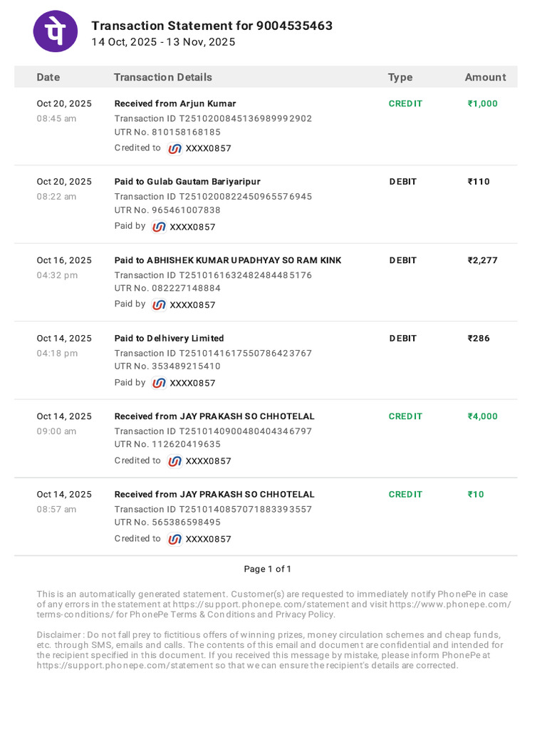 Transaction Statement Summary 9004535463 | PDF | Financial Services ...
