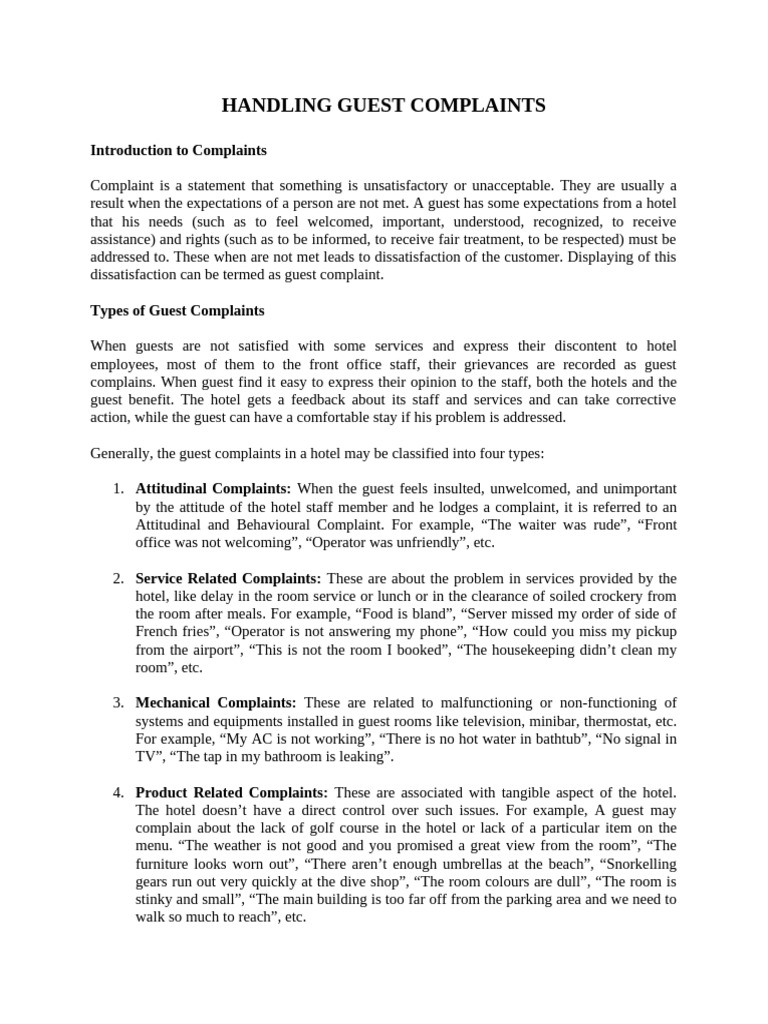 Handling Guest Complaints | PDF | Empathy