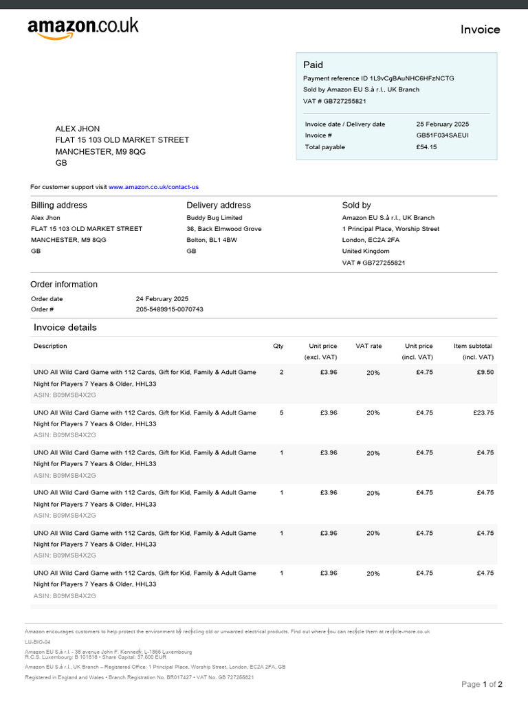 Invoice All Wild | PDF | Invoice | Value Added Tax