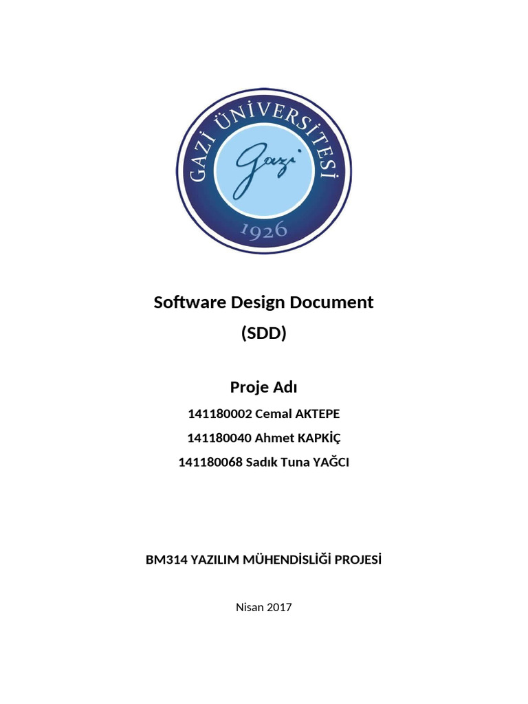Software Design Document (SDD) : Proje Adı | PDF