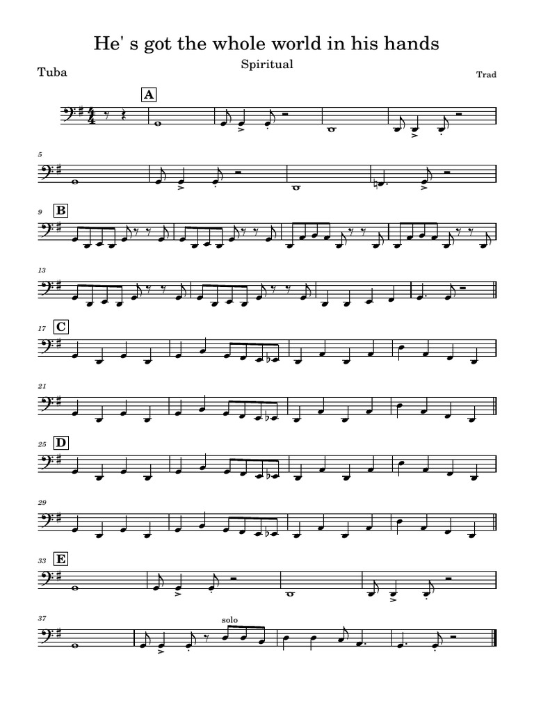 He' S Got The Whole World in His Hands-Tuba | PDF