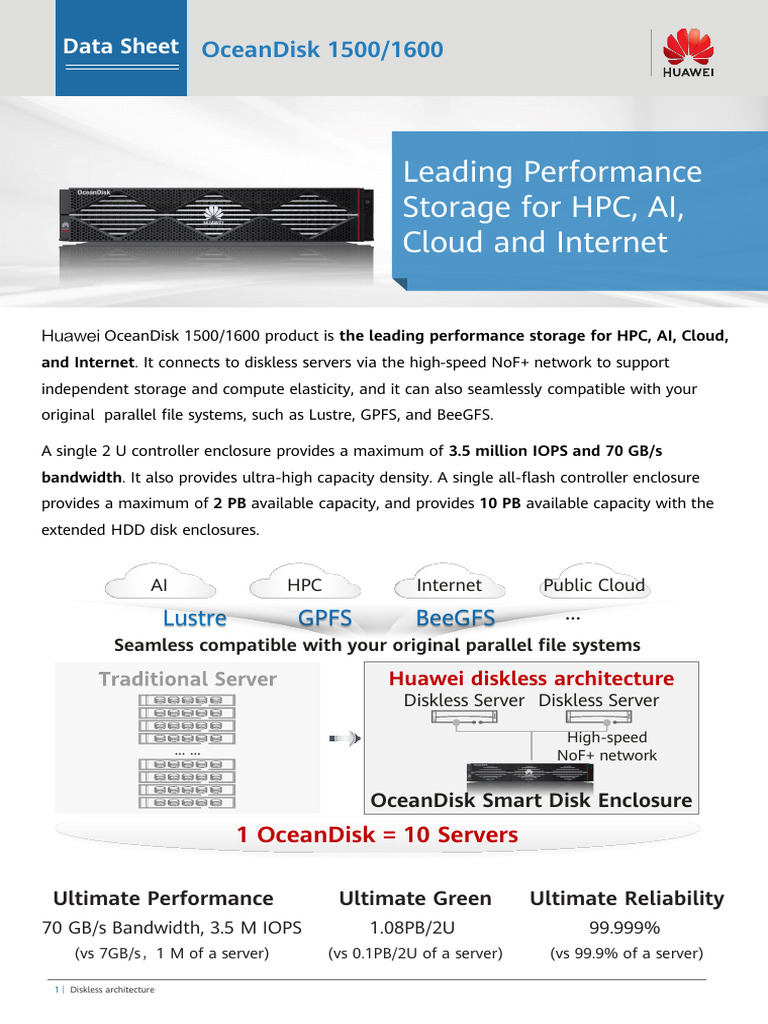 Huawei OceanDisk 1500/1600 Data Sheet | PDF | Solid State Drive | Hard ...