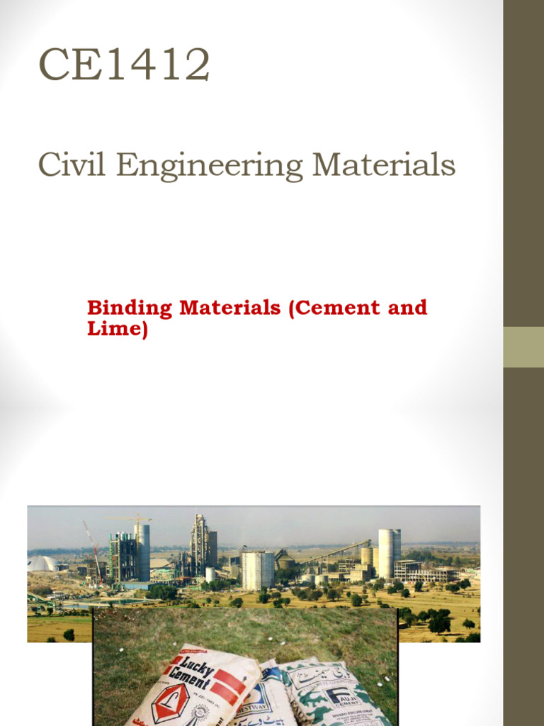 Civil Engineering Materials Lecture-4 | PDF | Cement | Lime (Material)