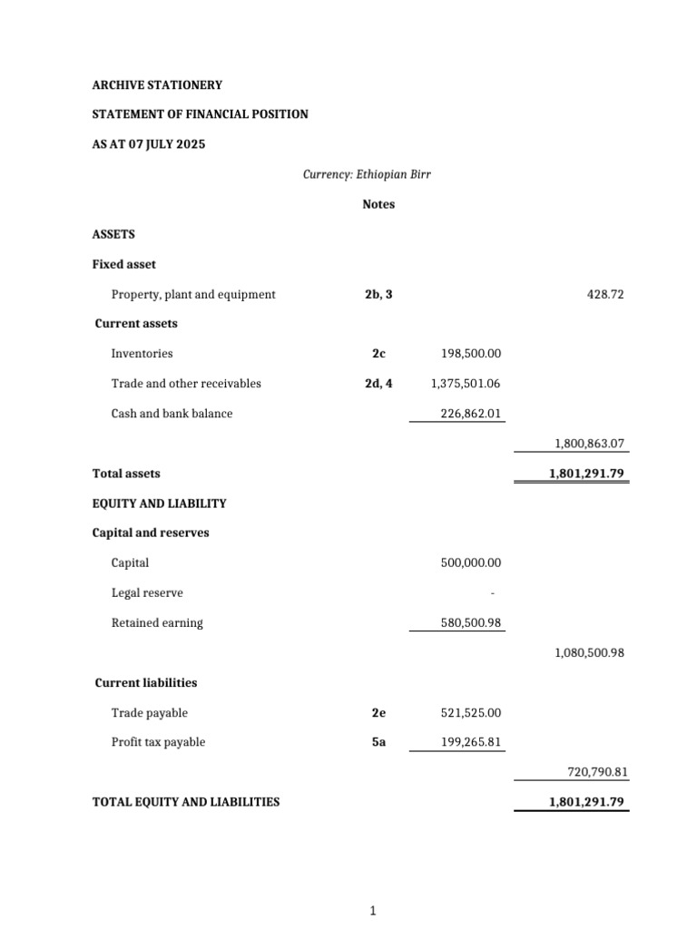 Archive Stationery Financial Statements 2025 | PDF | Depreciation | Taxes