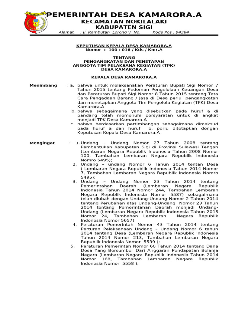 SK TPK 3 Orang No 16 | PDF