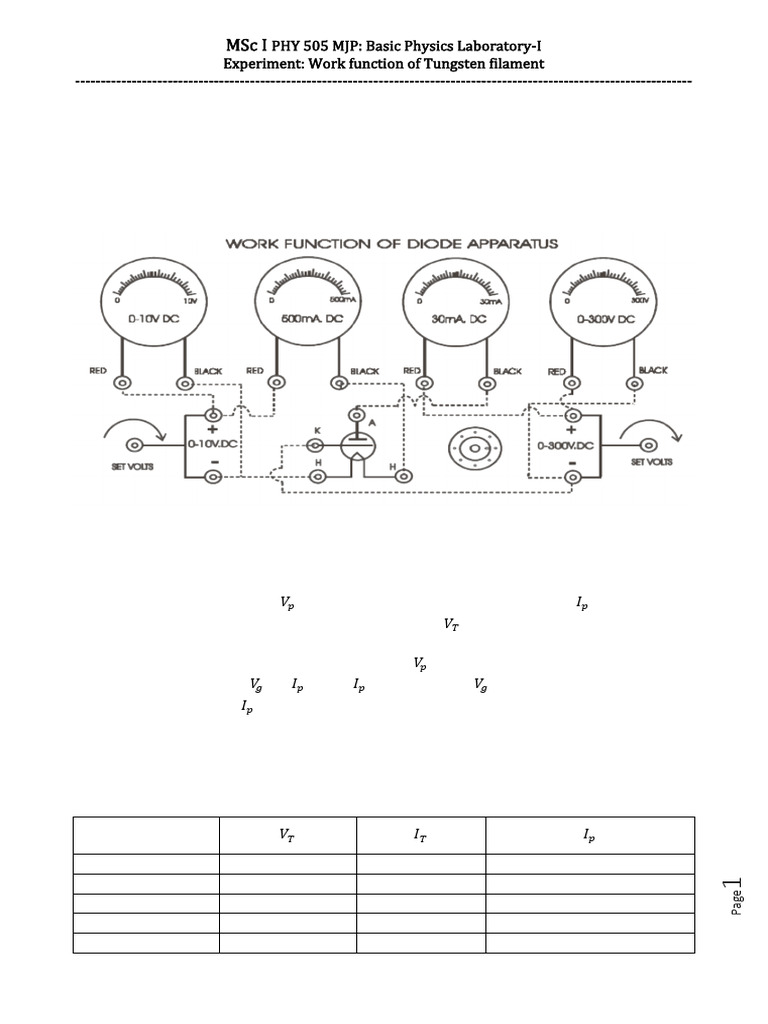 Work Function of Tungsten Filament Modified | PDF | Power Supply | Diode