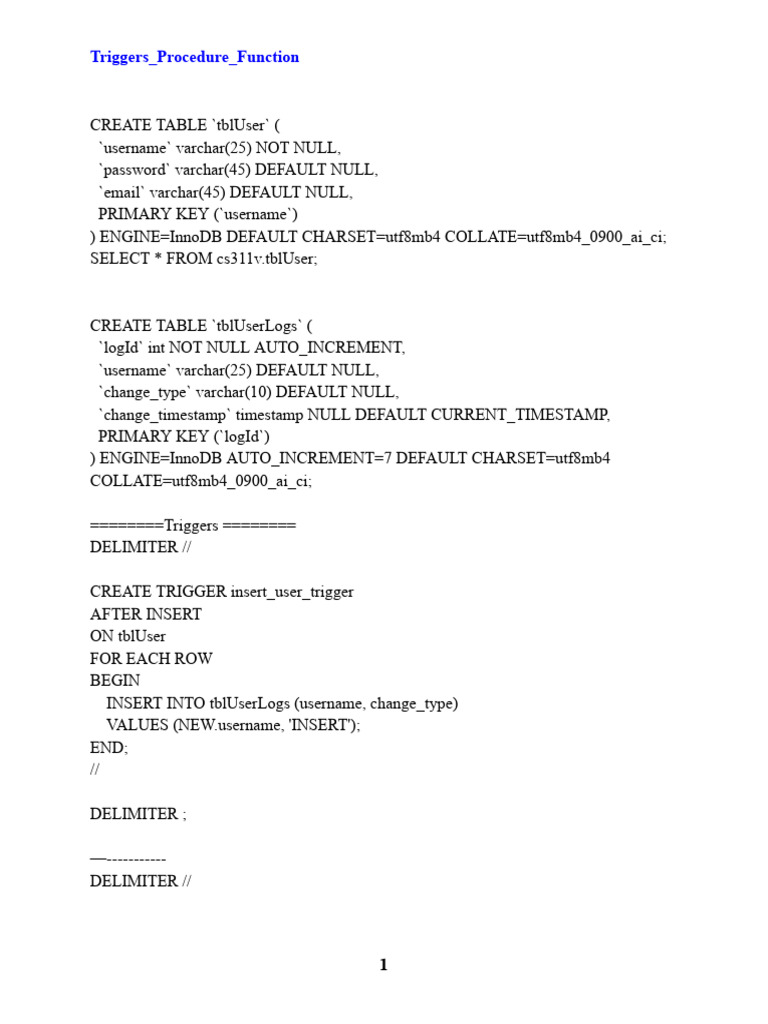 Triggers Procedure Function | PDF | Computing | Data Management