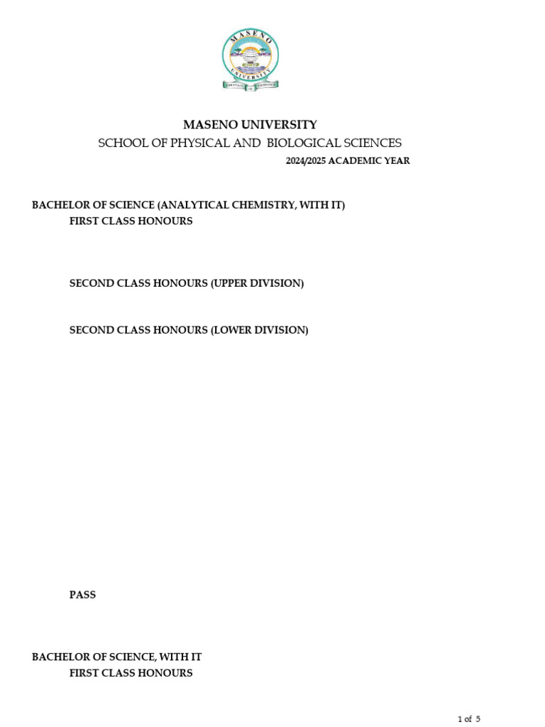 Maseno University 2024/2025 Graduation List | PDF | Academic Degree ...