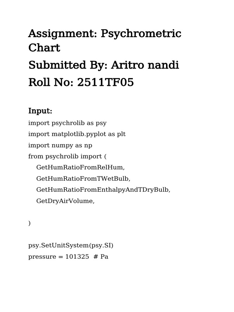 Asignment Psychrometric Chart | PDF | Humidity | Atmospheric Thermodynamics