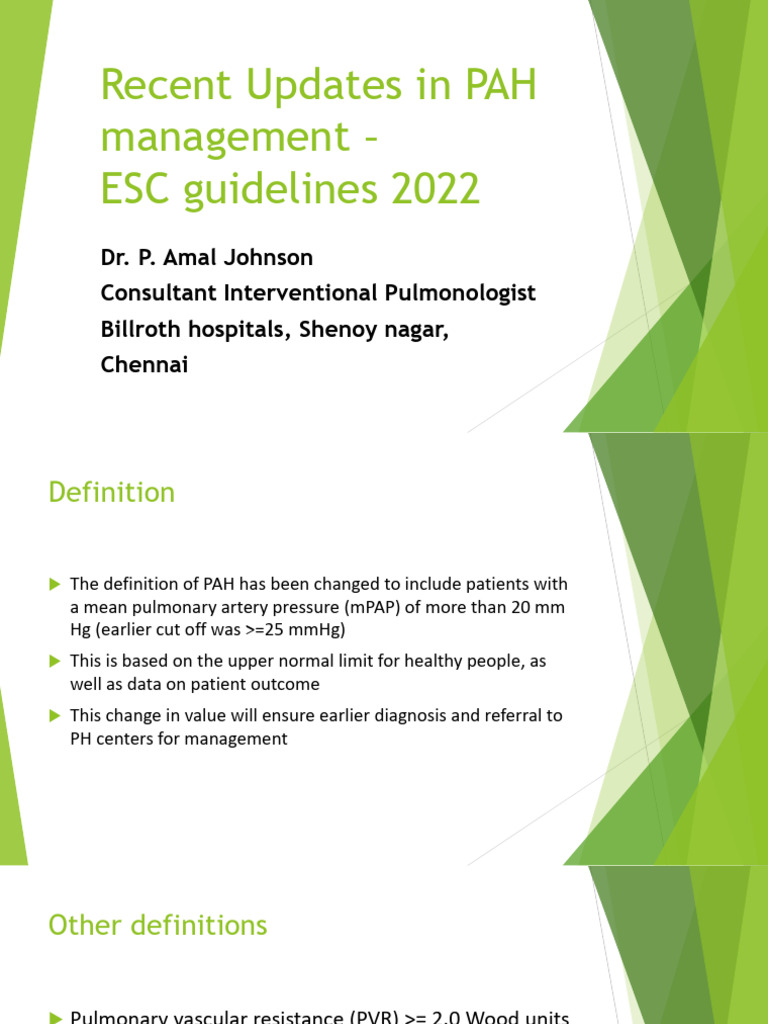 2022 ESC Guidelines for PAH Management | PDF | Cardiovascular System ...