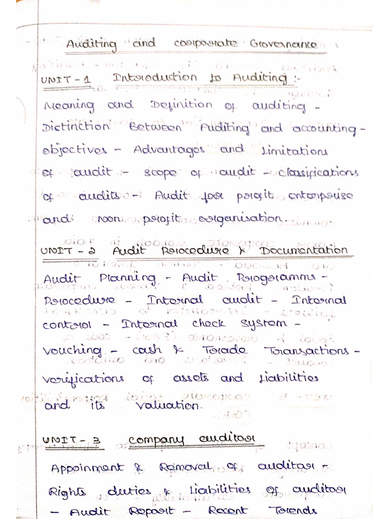 Auditing and Corporate Governance Notes | PDF