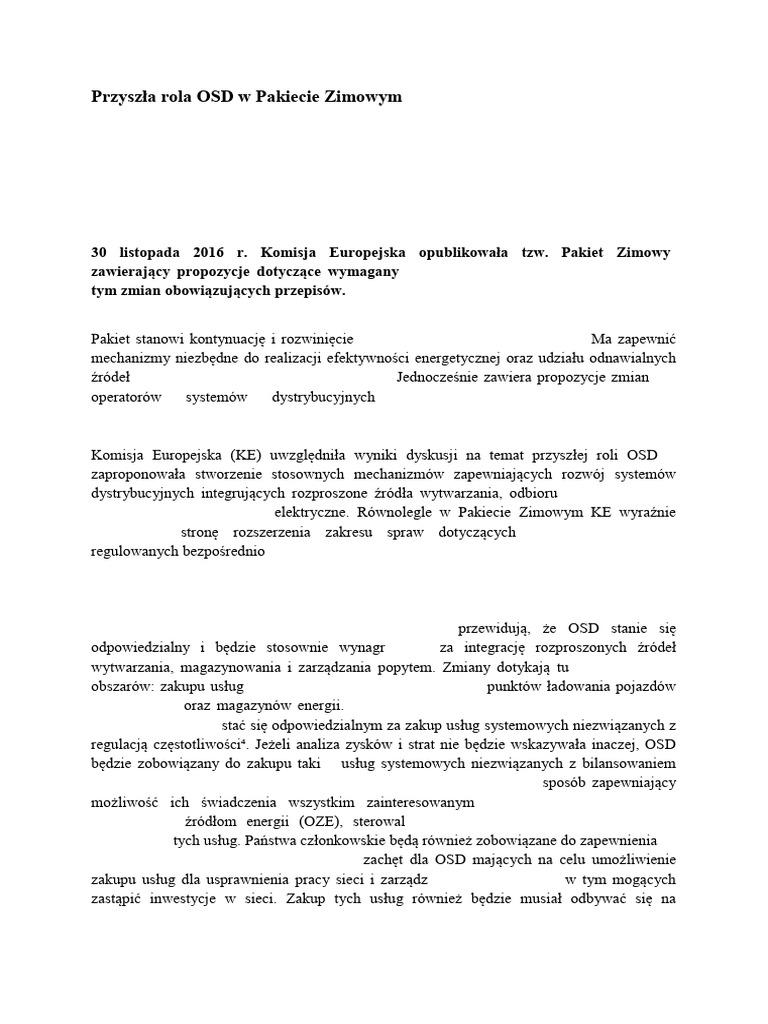 J Zimmer Przyszla Rola Osd W Pakiecie Zimowym | PDF