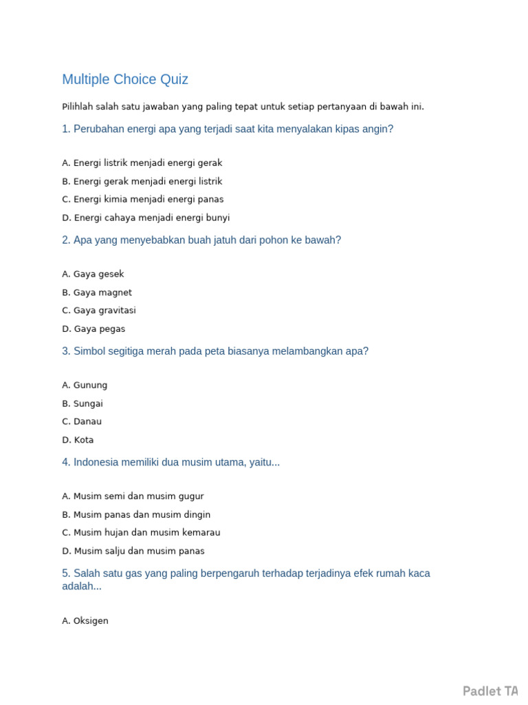 Multiple Choice Quiz | PDF