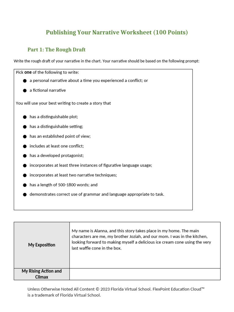Publishing Your Narrative Worksheet | PDF | Narrative