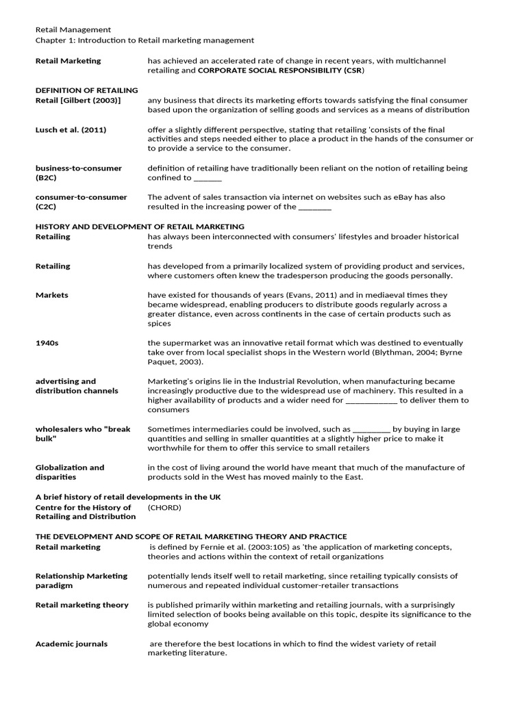 Retail Management Chapter 1 Reviewer 1 | PDF | Cost Of Living | Retail