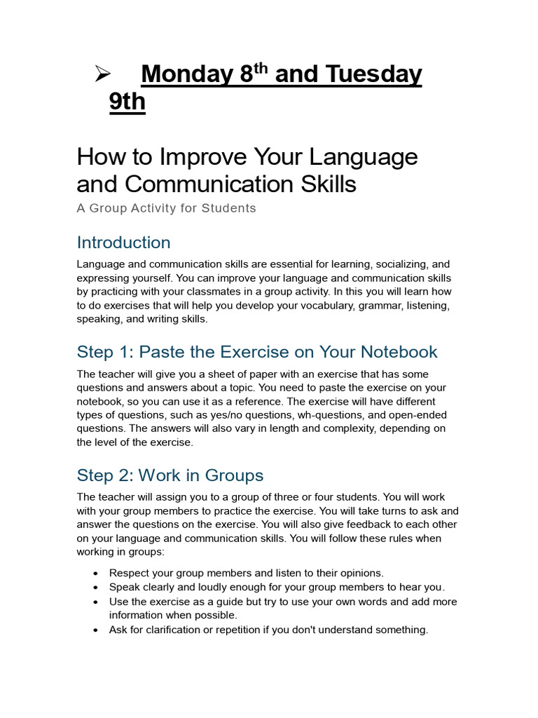 Enhance Language Skills Through Group Activities | PDF | Question ...