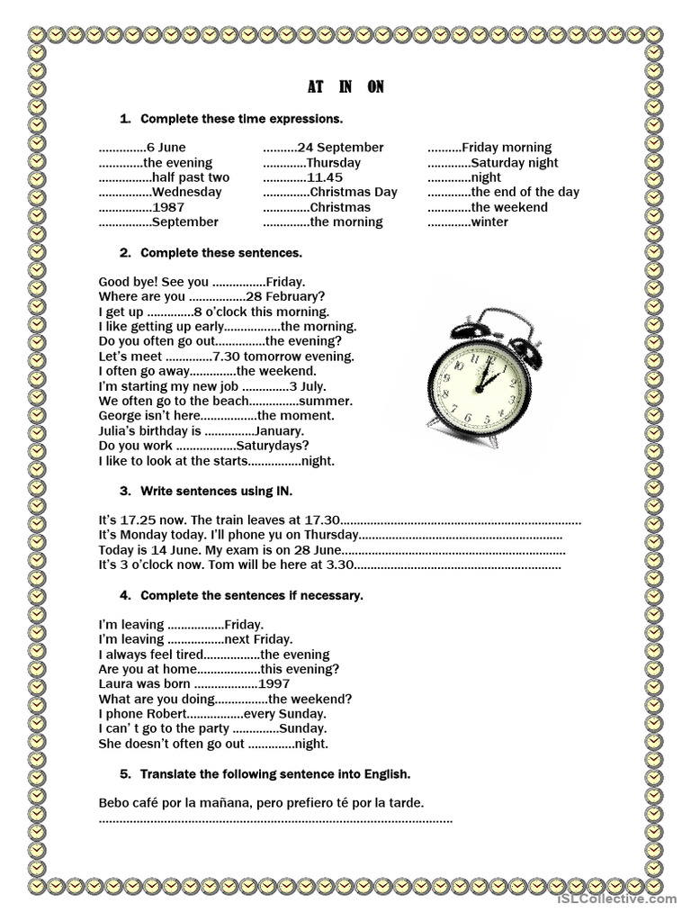 Prepositions of Time | PDF