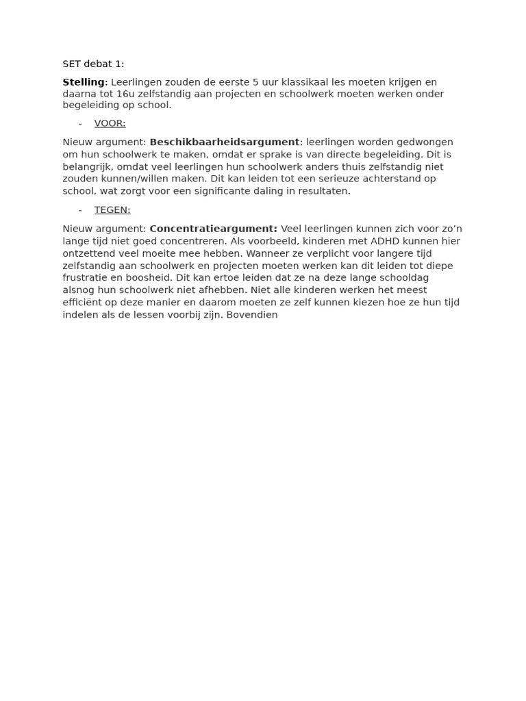 Argumenten SET Debat 1 | PDF