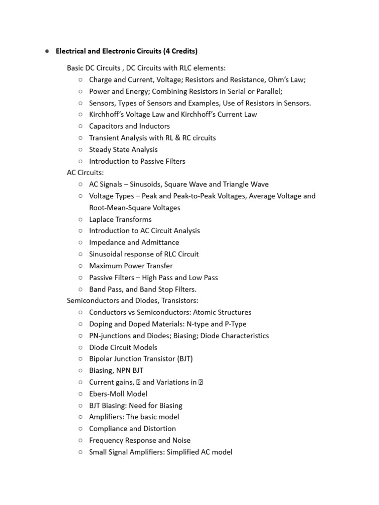 Electrical and Electronic Circuits Overview | PDF