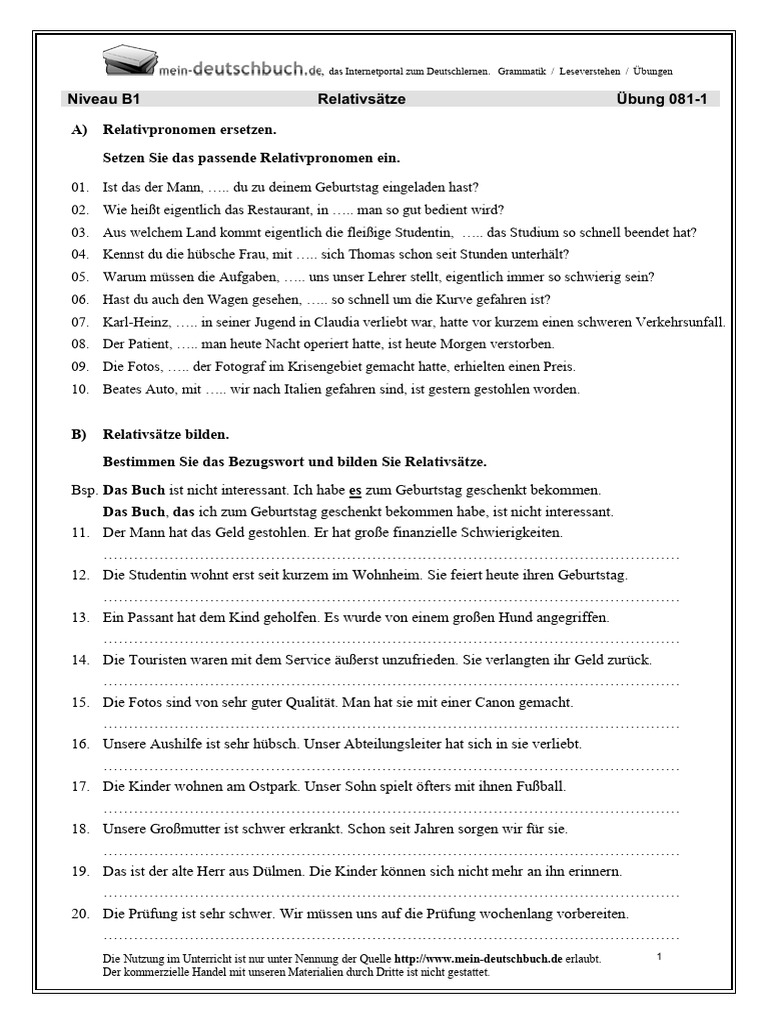 Relativsaetze 081-1 U | PDF