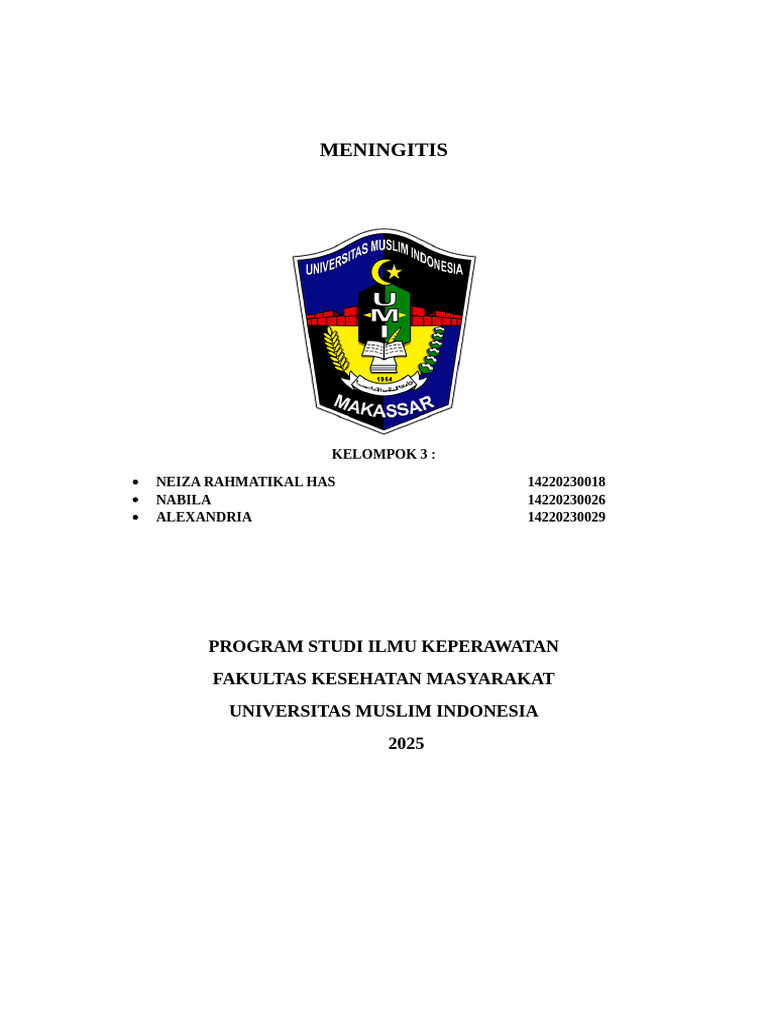 KMB Meningitis Ners Niar Kelompok 3 Salinan | PDF