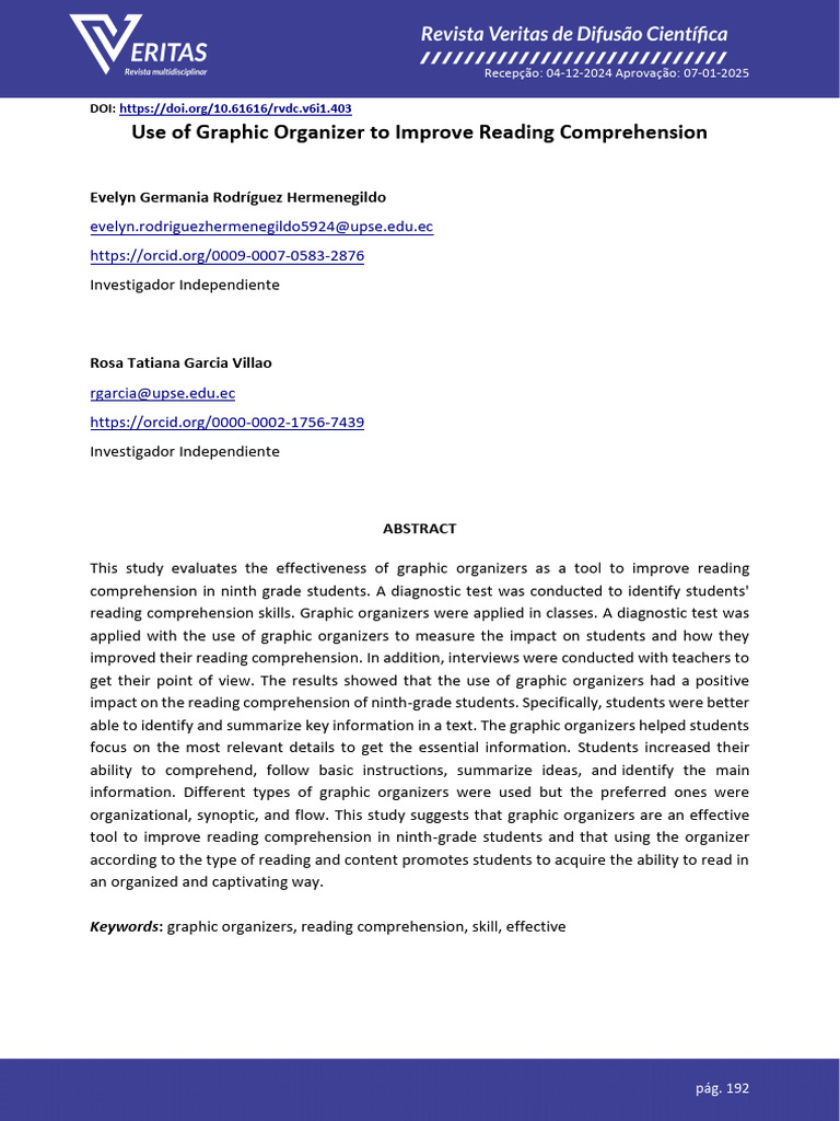 Use of Graphic Organizer To Improve Reading Comprehesion | PDF ...