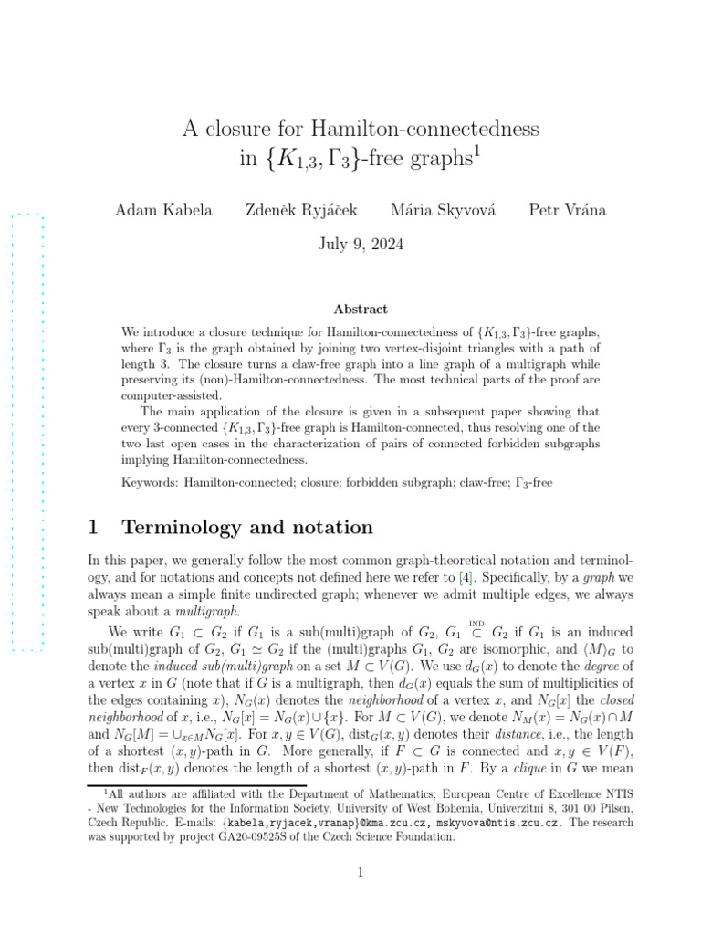 Closure for Hamilton-Connectedness in Graphs | PDF | Vertex (Graph ...