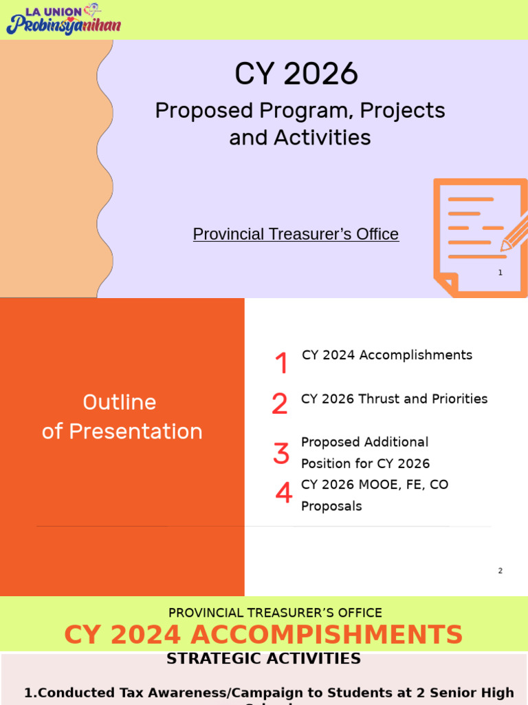 CY 2026 Proposed Programs and Projects | PDF | Payments