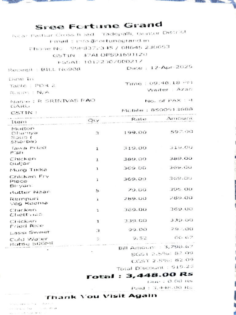 Food Bill | PDF