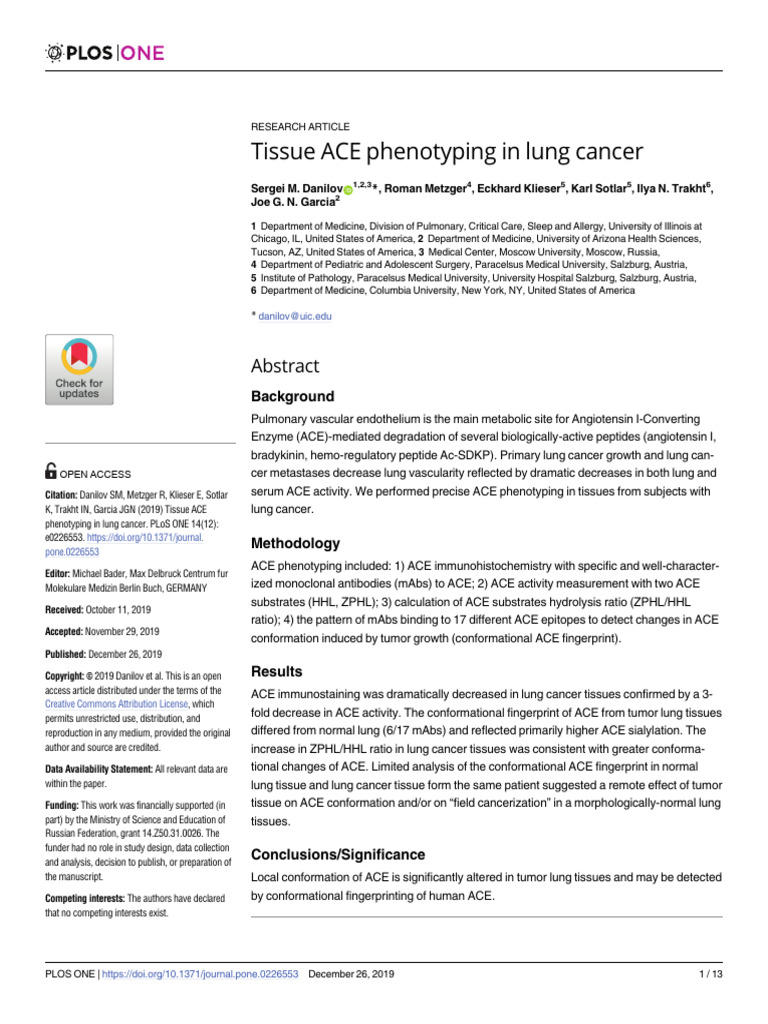 Tissue ACE Phenotyping in Lung Cancer | PDF | Immunohistochemistry ...