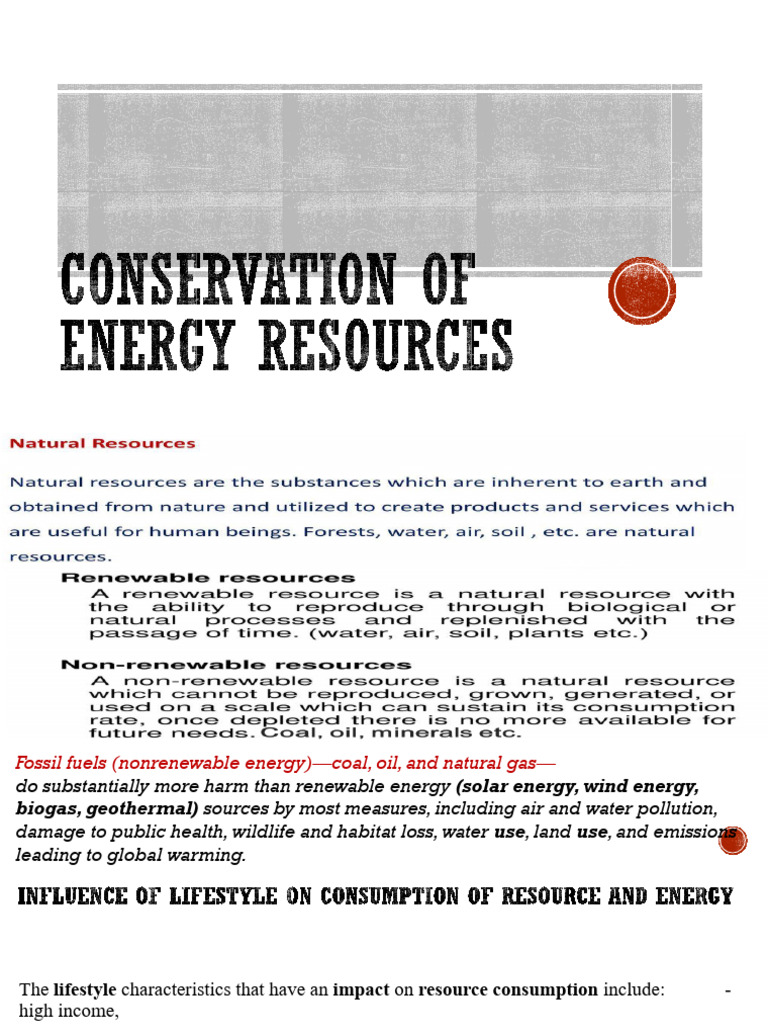 Conservation of Energy Resources | PDF | World Energy Resources ...