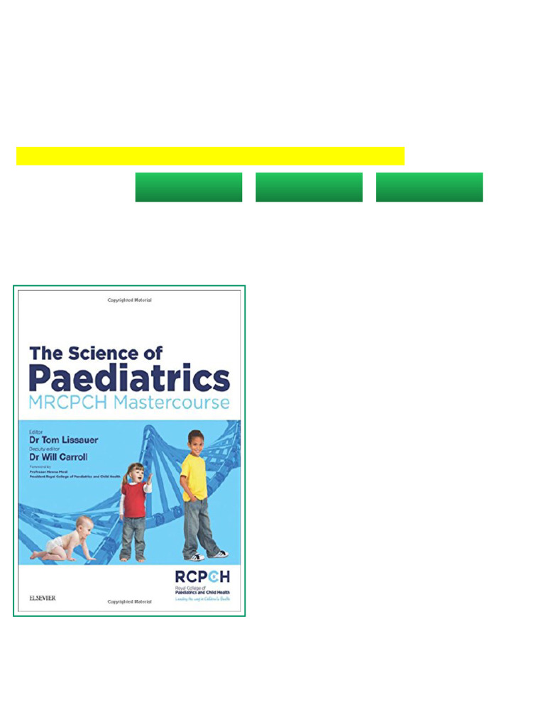 The Science of Paediatrics: MRCPCH Mastercourse Tom Lissauer pdf ...