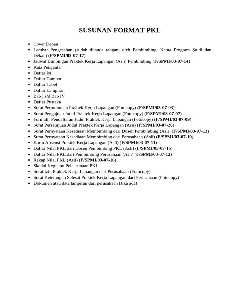 Format Lengkap Laporan PKL 2023 | PDF