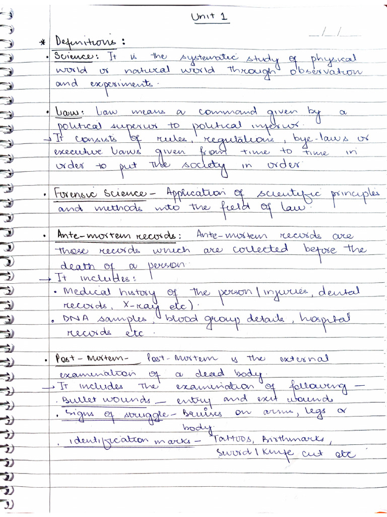 Forensic Science - Unit 1 | PDF