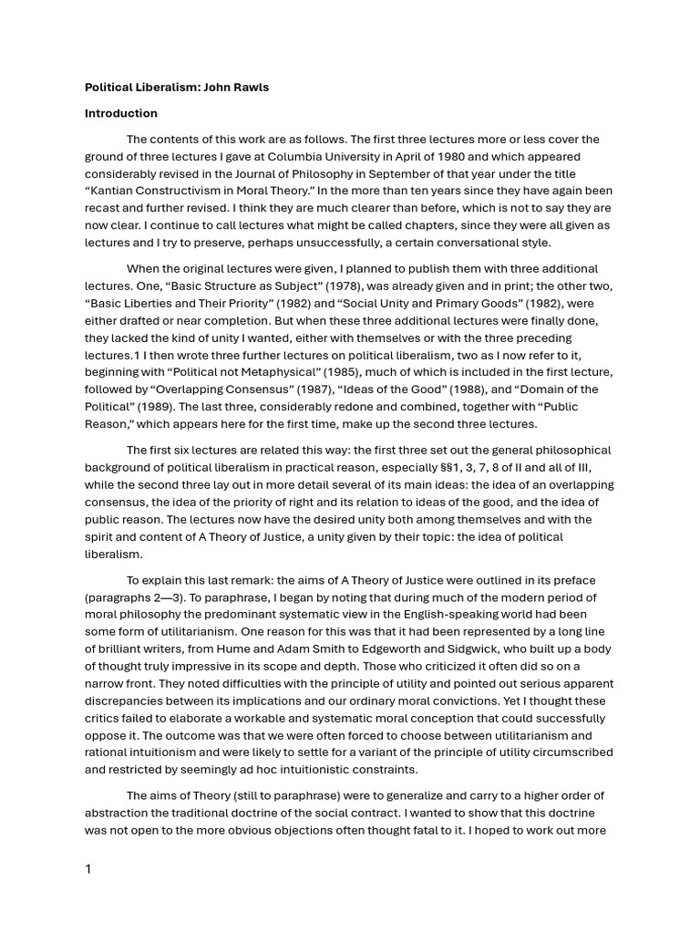 Political Liberalism Introduction From Lancs | PDF | Crime & Violence ...